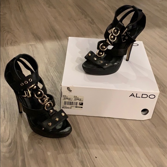 Aldo | Shoes | Aldo Black Platforms With Silver Hardware | Poshmark